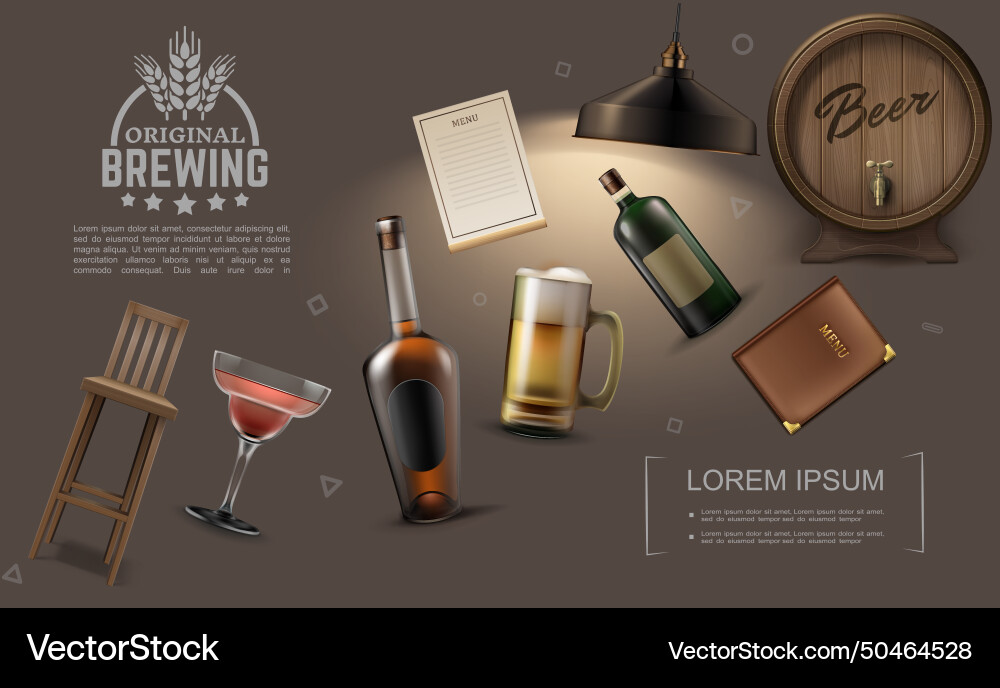 Realistic pub elements collection Royalty Free Vector Image
