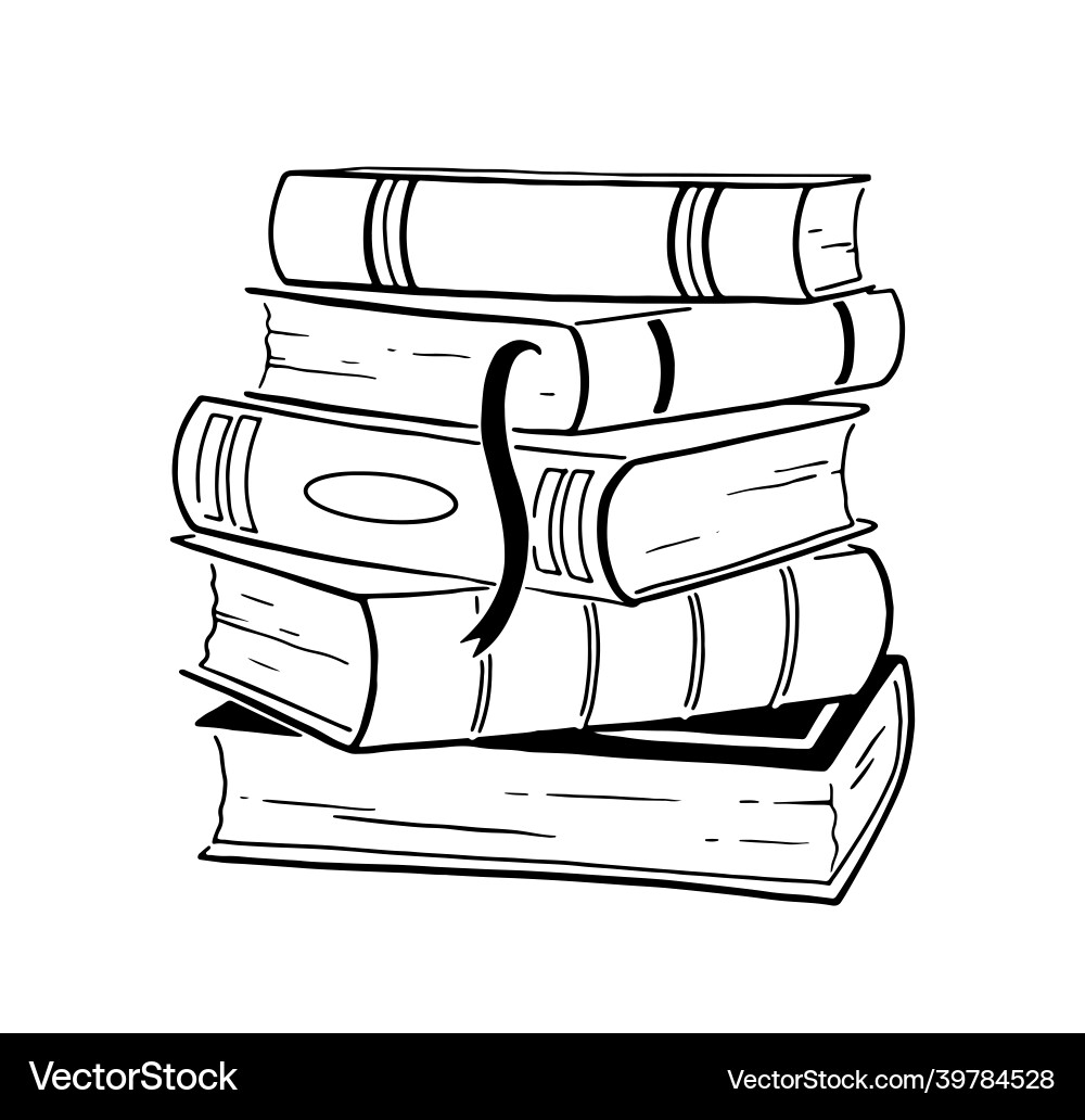 Stack of Books Line Art Royalty Free Vector Image