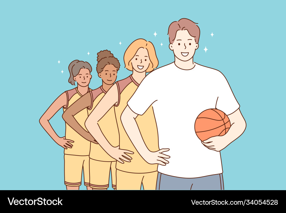 Teamwork sport basketball portrait concept Vector Image