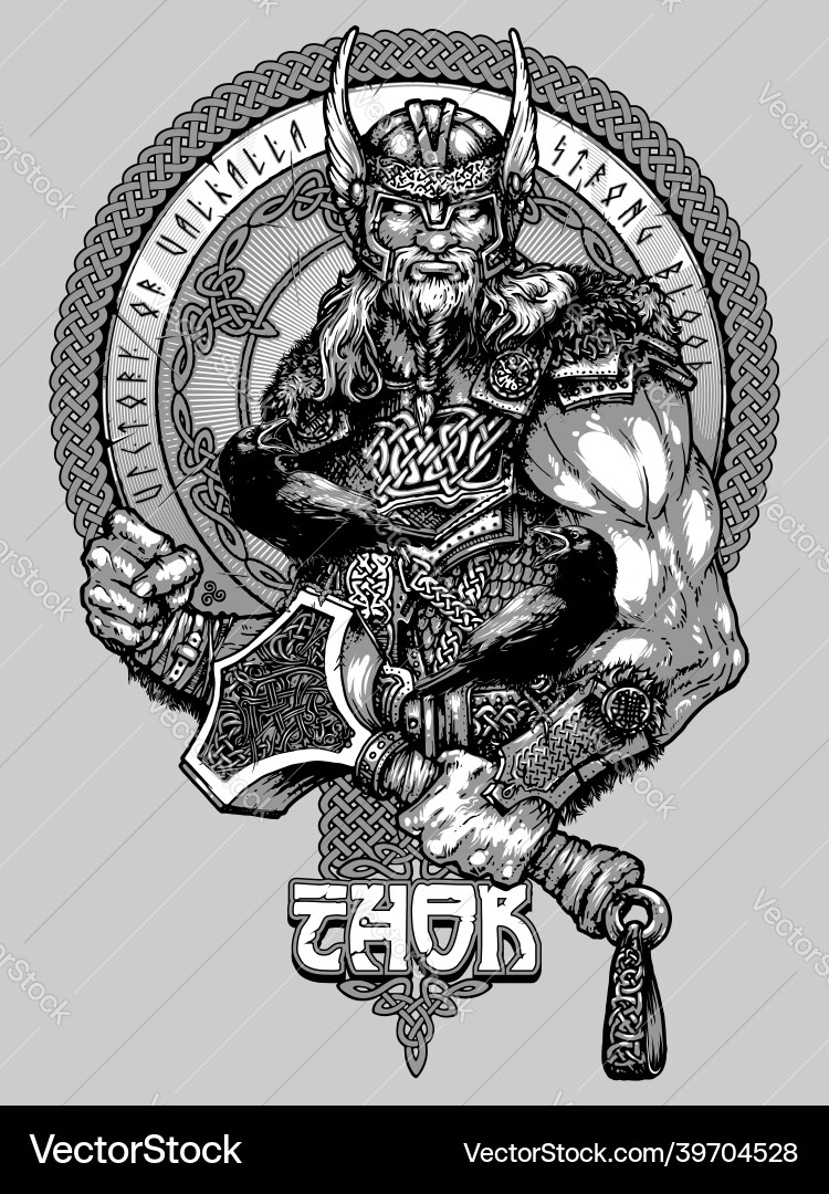 Thor Viking Warrior Artwork Royalty Free Vector Image