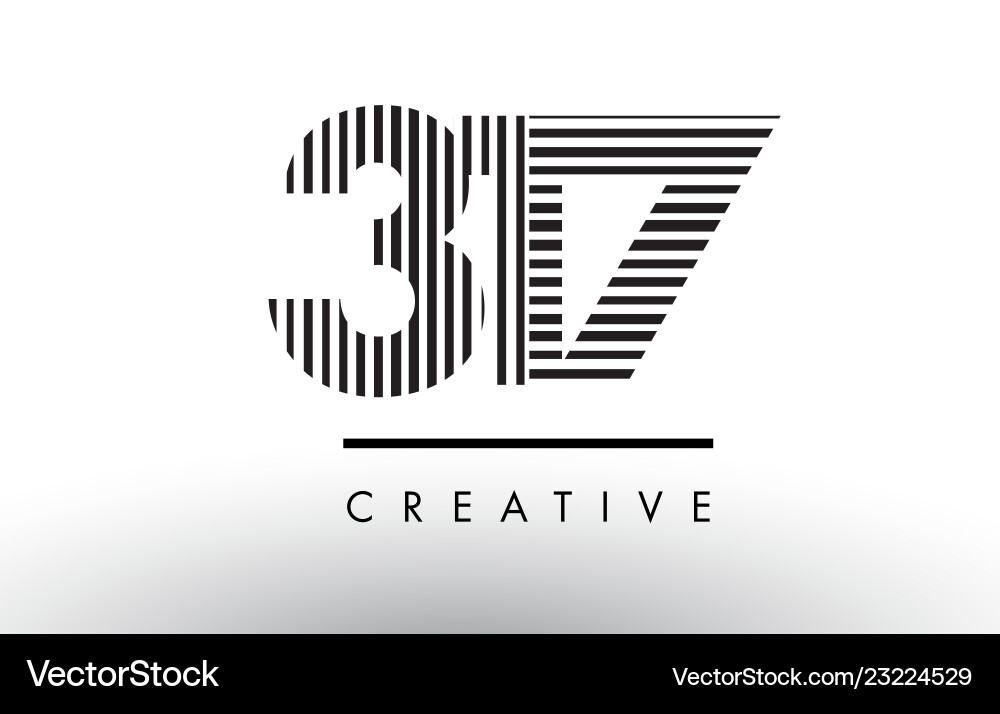 317 black and white lines number logo design Vector Image