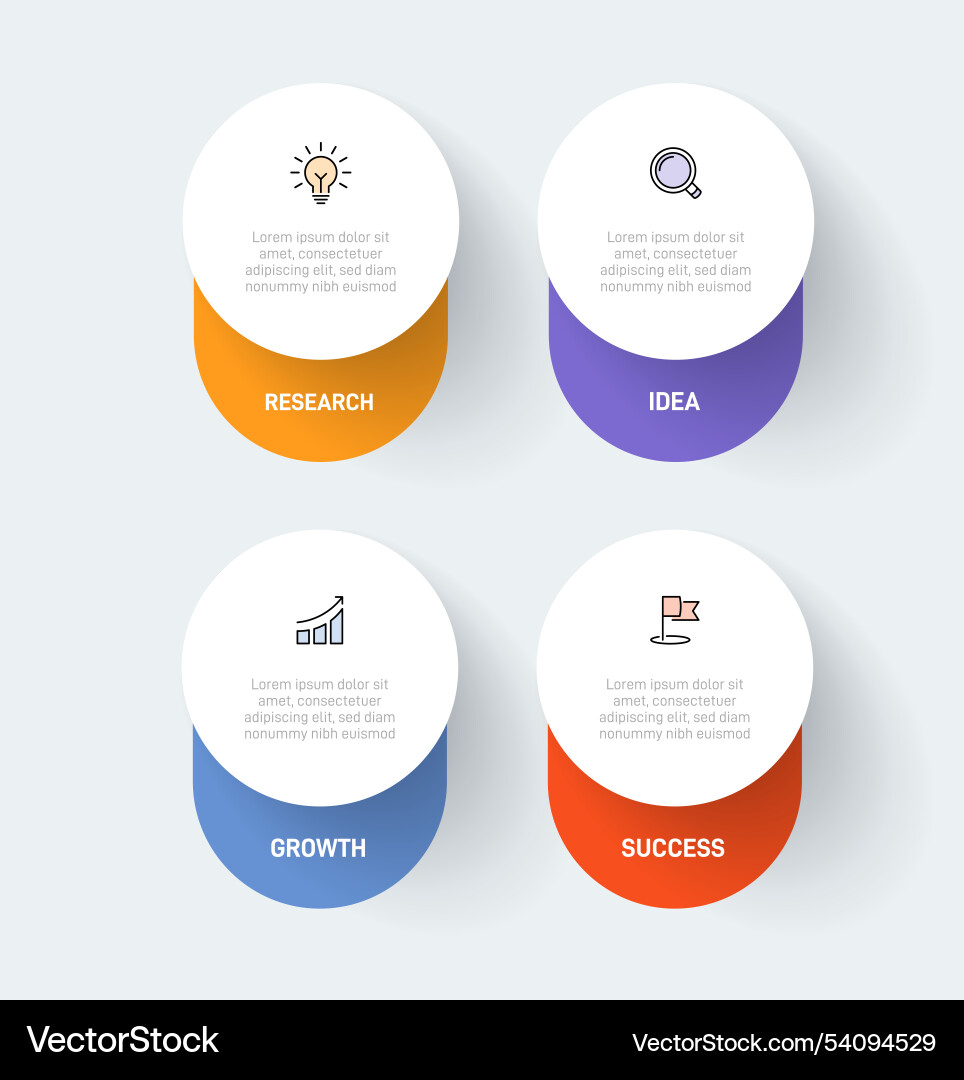 4 clean infographic design shaped elements Vector Image