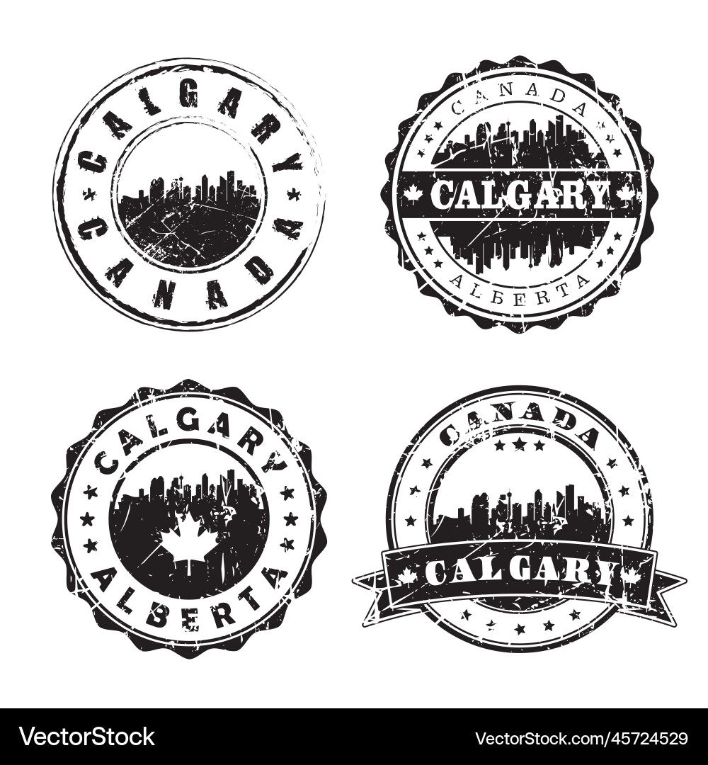 Calgary alberta stamp skyline postmark silhouette Vector Image