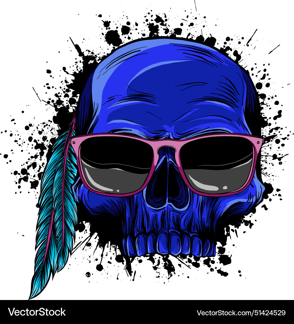 Colored draw of human skull Royalty Free Vector Image
