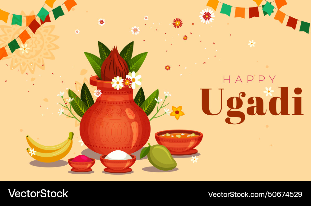 Concept of happy ugadi greeting Royalty Free Vector Image