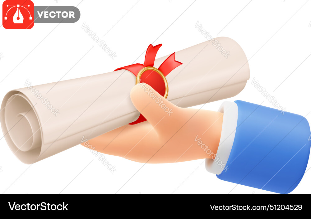 Hand holding paper scroll or diploma Royalty Free Vector