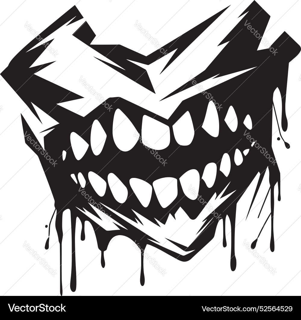 Infernal bite evil creature mouth graphic wicked Vector Image