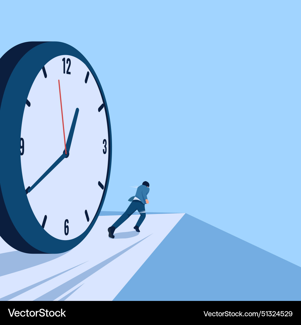 Men run ahead of a rolling clock metaphor Vector Image