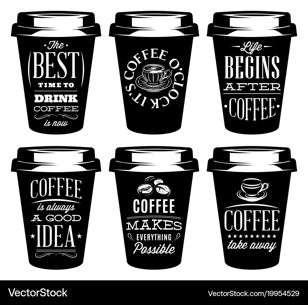 Monochrome set patterns for paper cups Royalty Free Vector