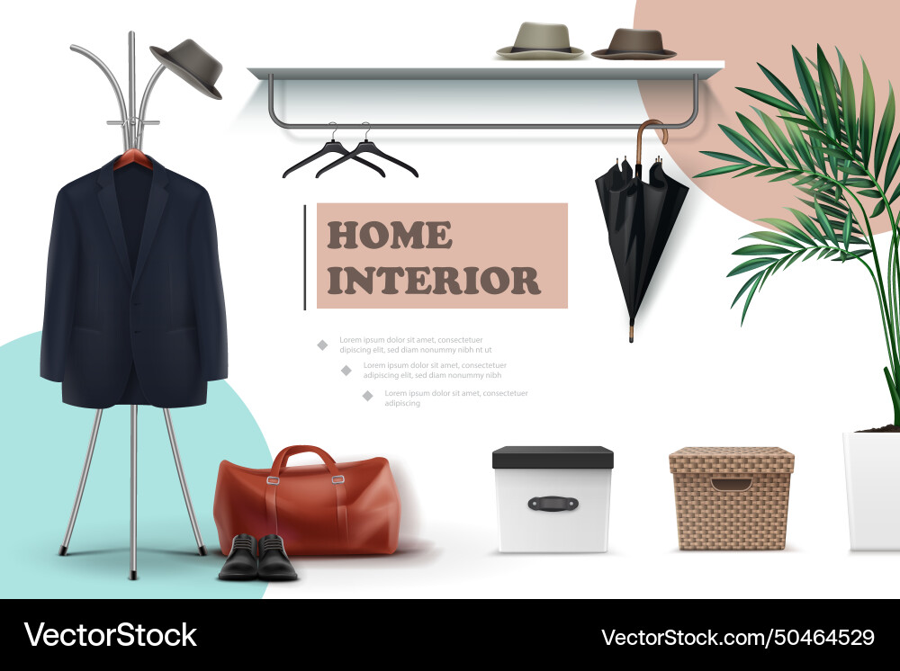 Realistic male wardrobe elements composition Vector Image
