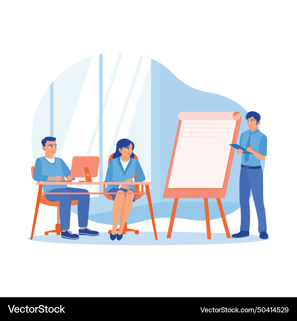 Skilled and intelligent leader giving educational Vector Image
