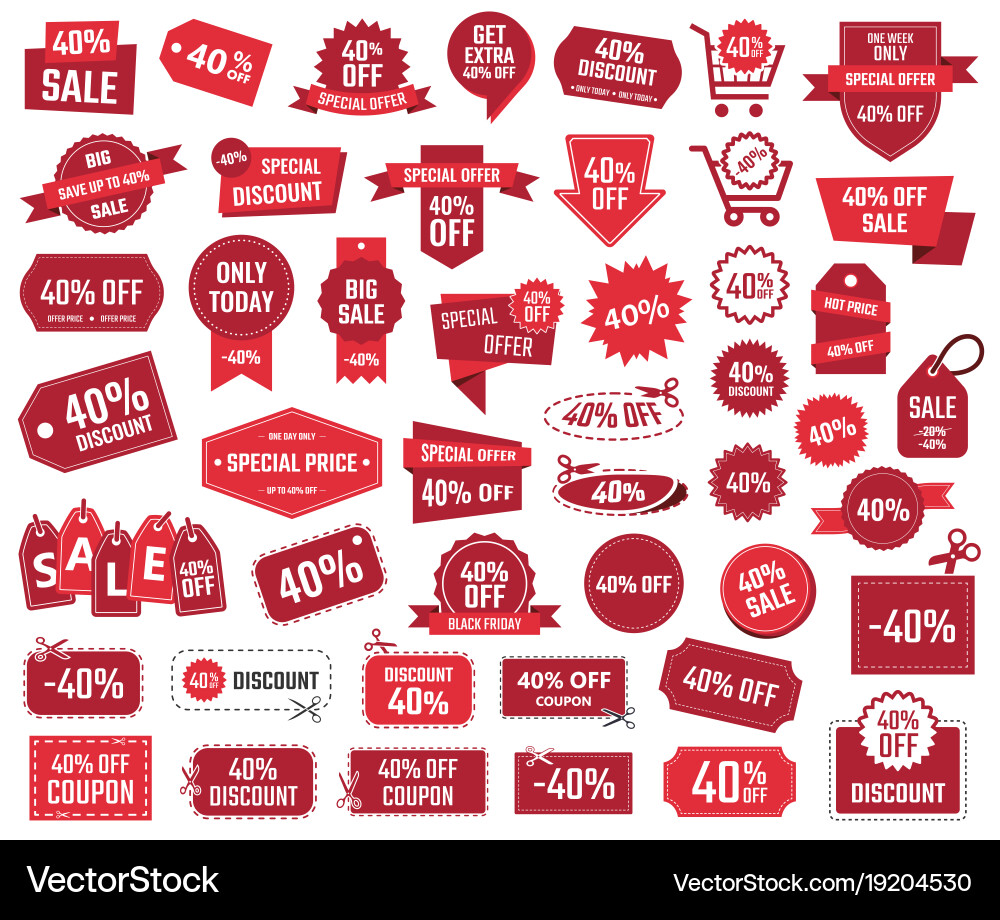 40% Off Sale Banners & Coupons Royalty Free Vector Image