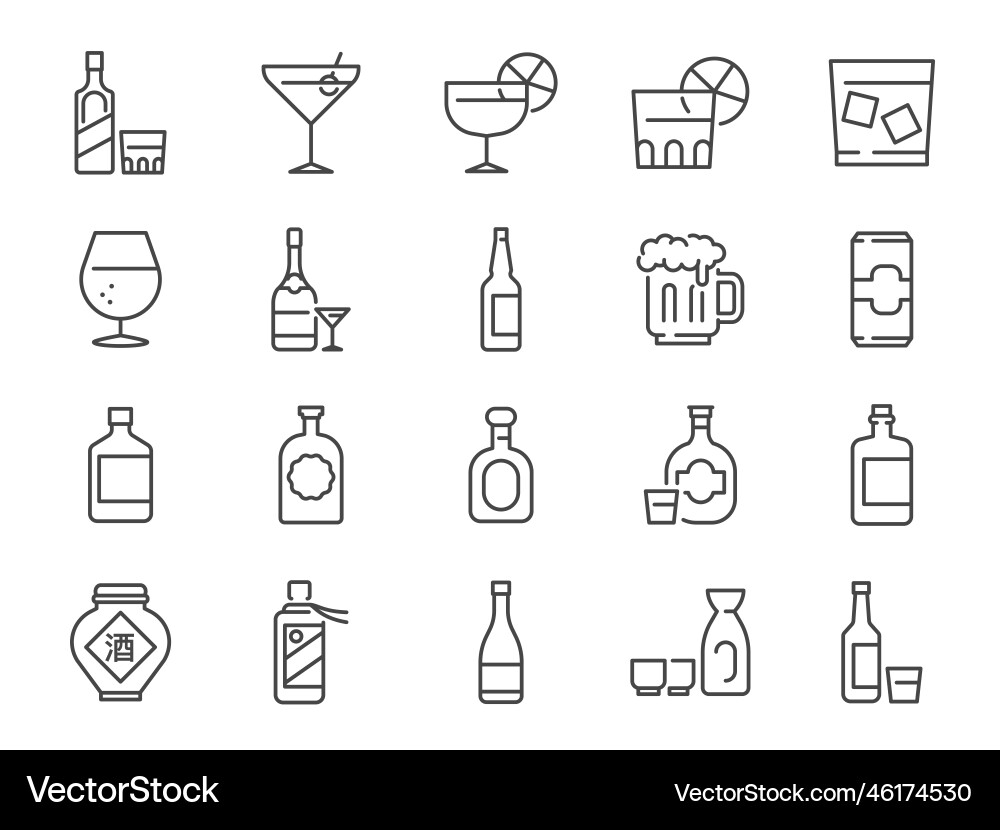 Alcohol & Liquor Icon Set Royalty Free Vector Image