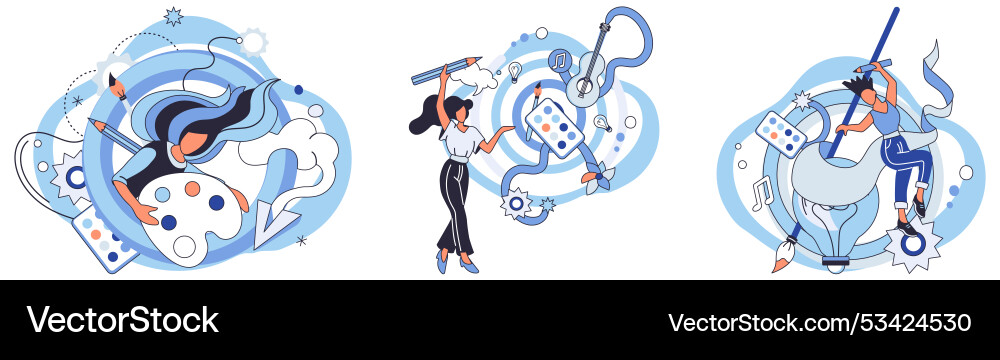 Artistic imagination art and craft interwoven Vector Image