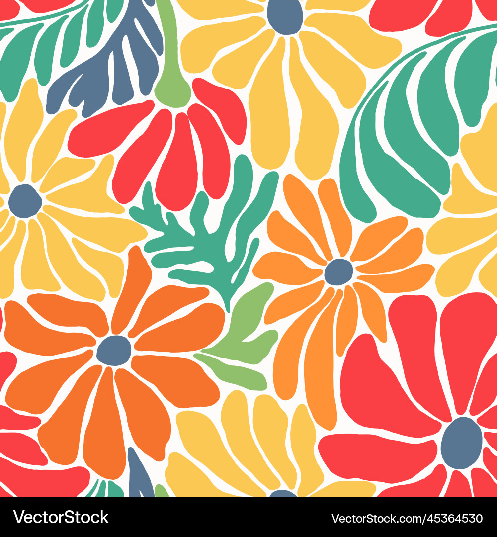 Beautiful old style 50s 70s retro floral Vector Image