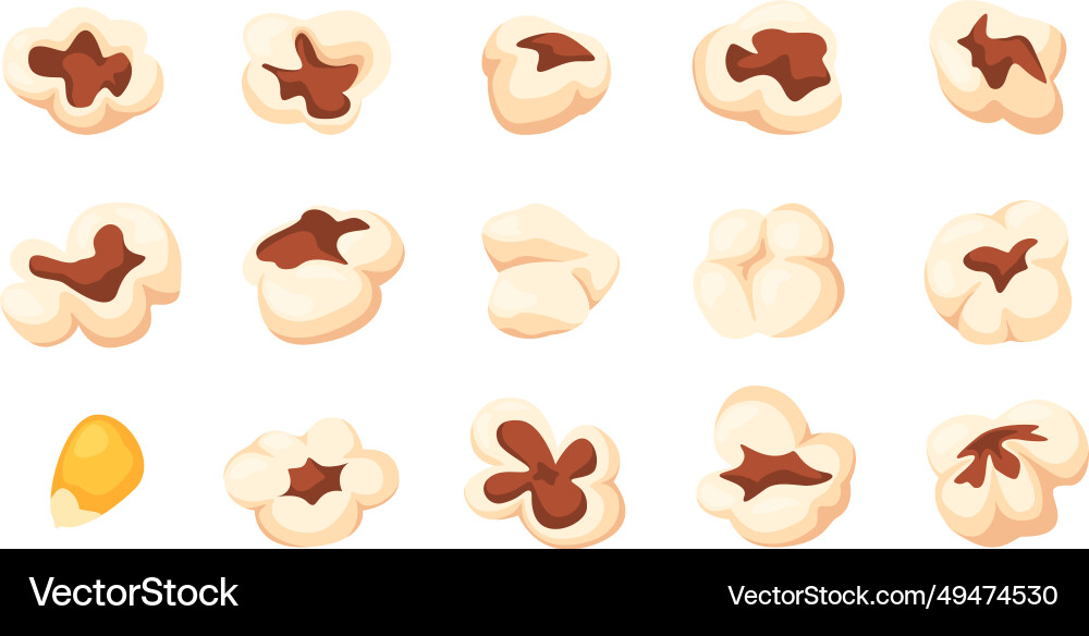 Cartoon popcorn shapes cinema snacks doodle Vector Image
