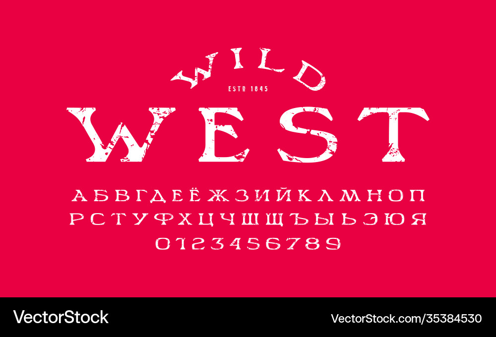 Cyrillic wide serif font in western style Vector Image