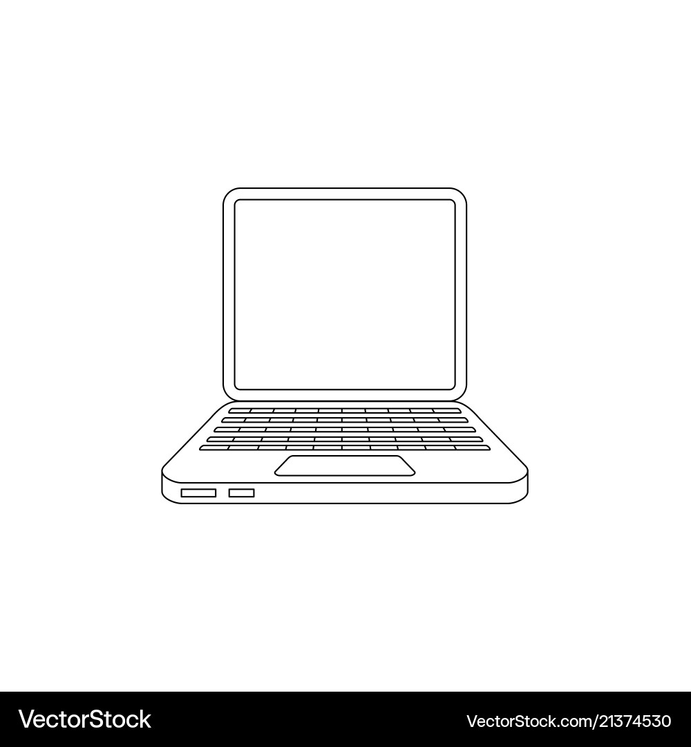 Flat Hand Drawn Laptop Icon Royalty Free Vector Image