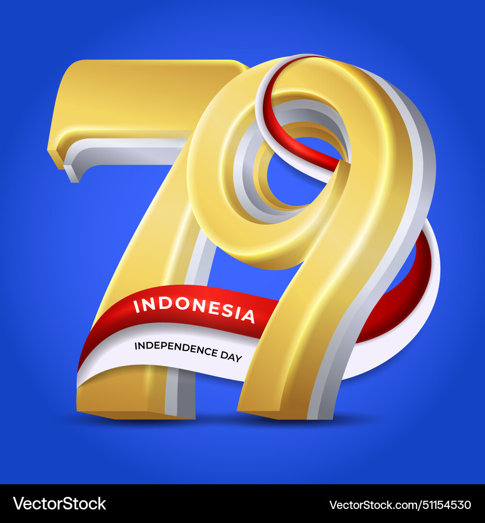 Golden 79th indonesia independence day Royalty Free Vector