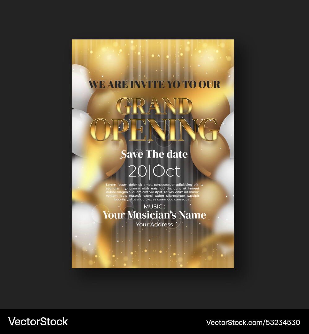 Grand opening ceremony invitation or flyer design Vector Image