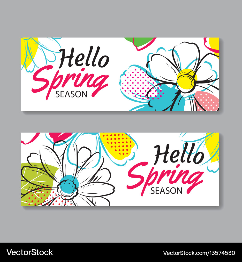 Hello spring sale banner template with colorful Vector Image