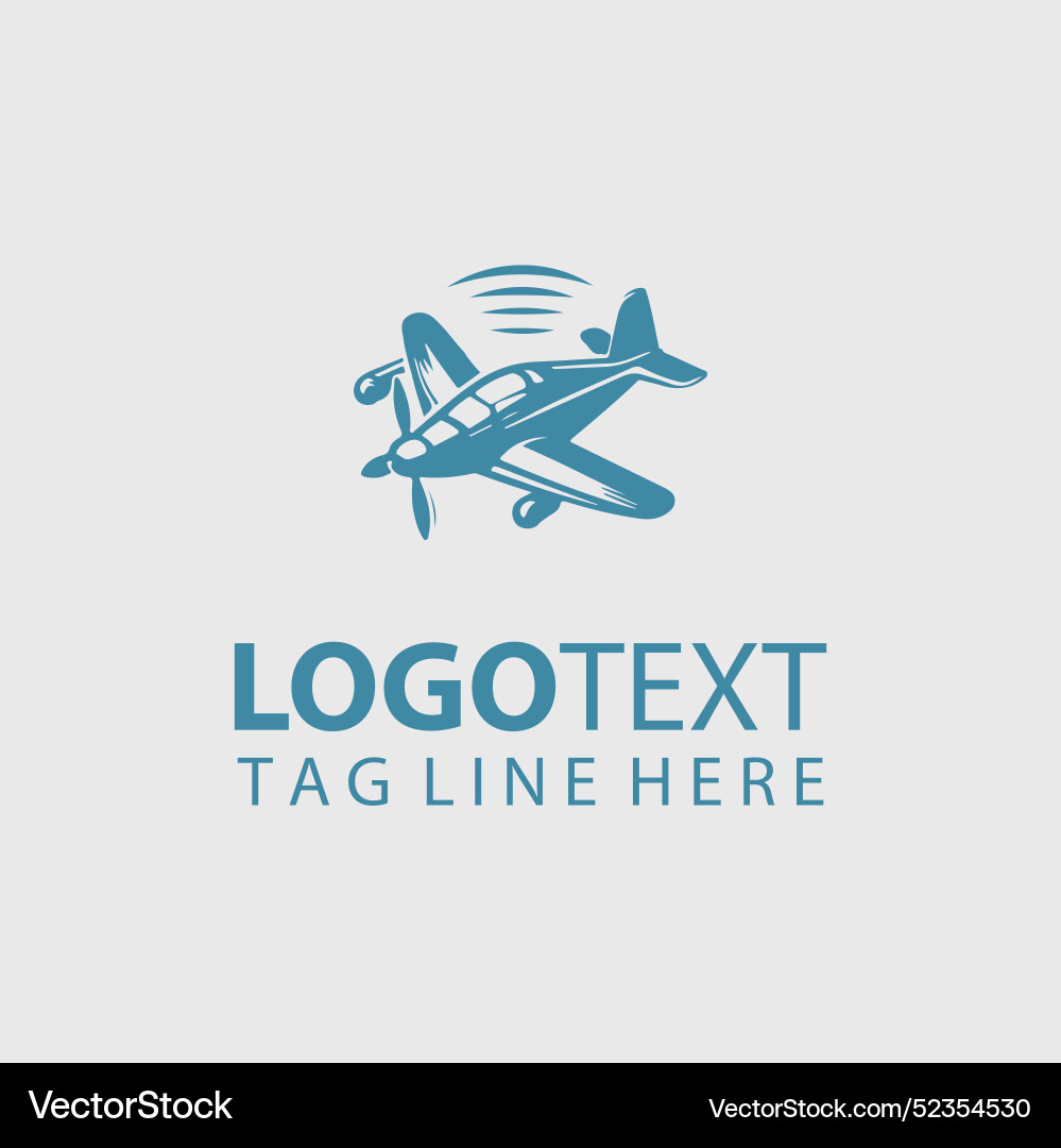 Propeller airplane logo Royalty Free Vector Image