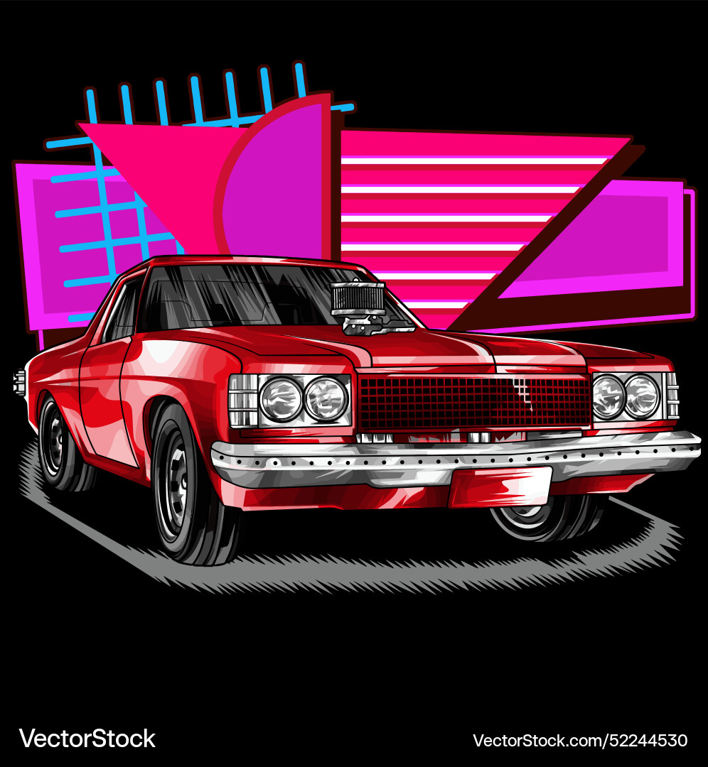 Red drag racing car with black strip Royalty Free Vector