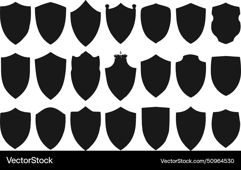 Shields of different shapes black armour shield Vector Image