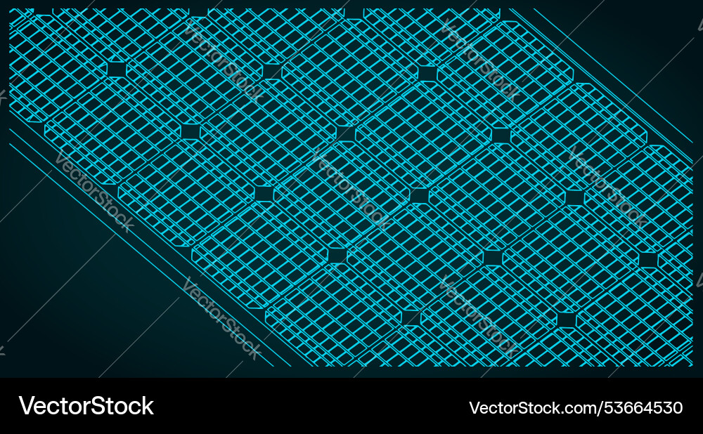 Solar panel blueprint close up Royalty Free Vector Image