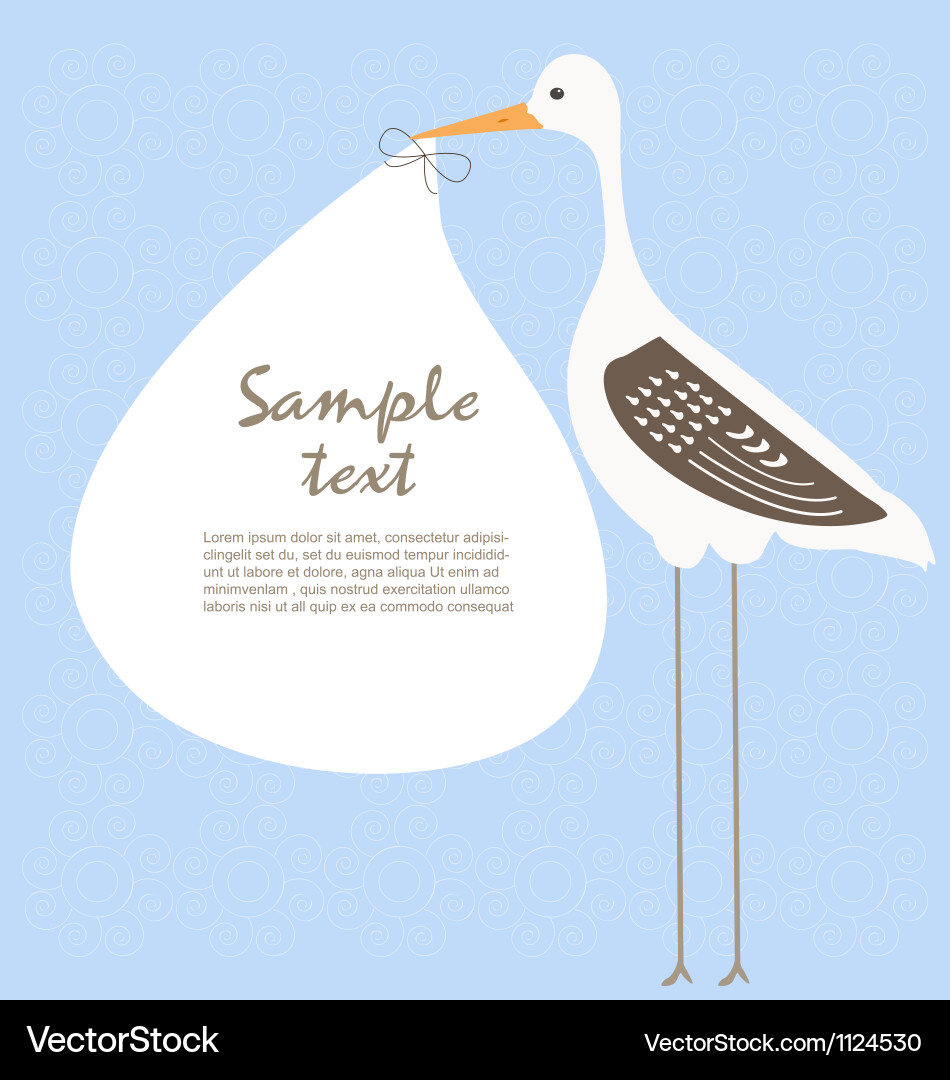 Stork Baby Arrival Card Royalty Free Vector Image