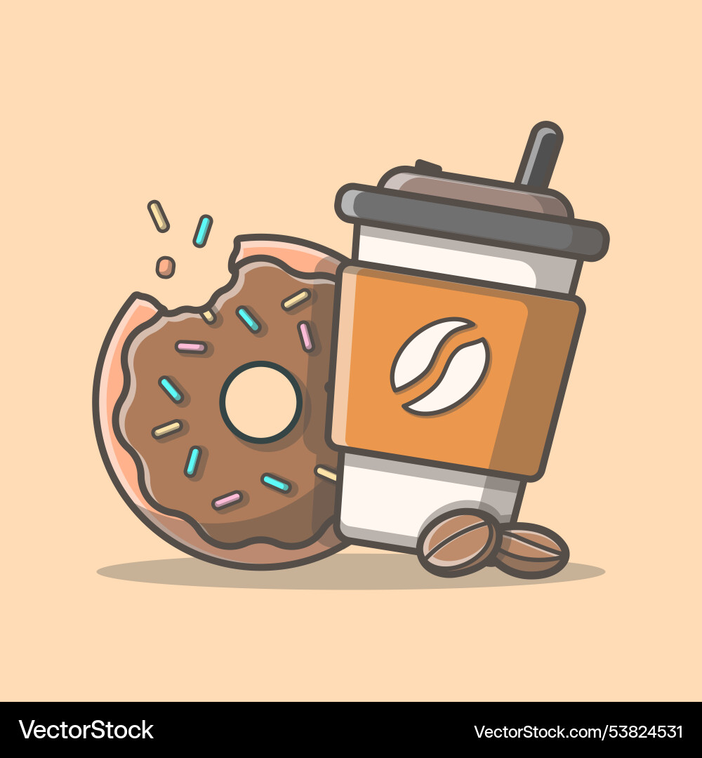 Coffee and doughnut cartoon Royalty Free Vector Image