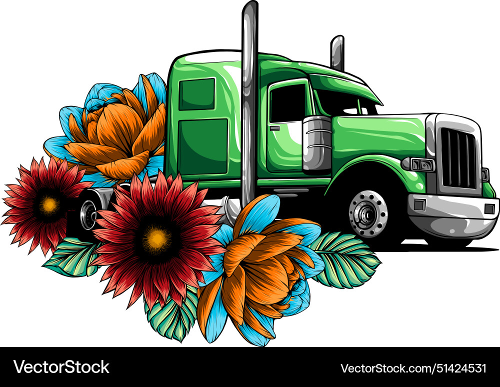 Draw semi truck vehicle design Royalty Free Vector Image