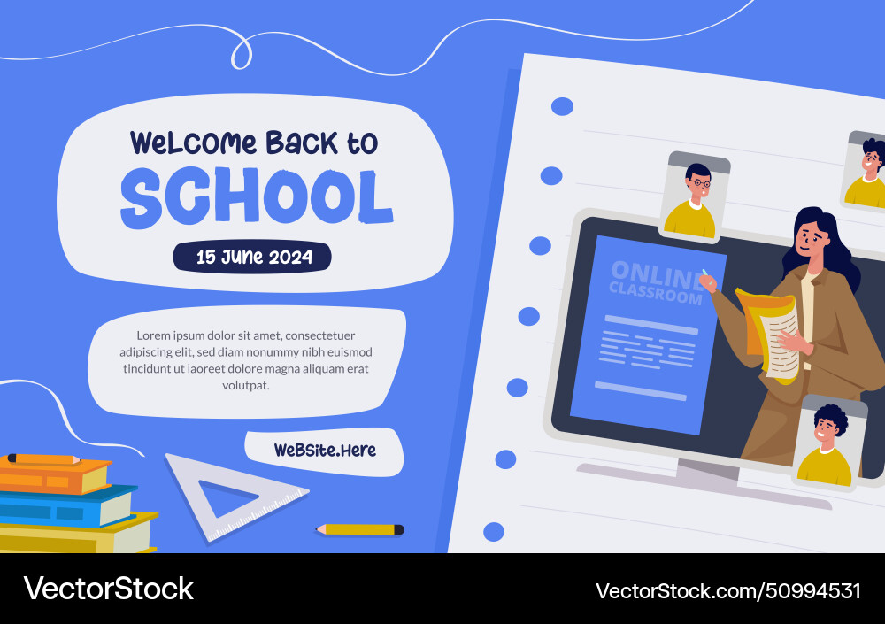 Education online class back to school background Vector Image