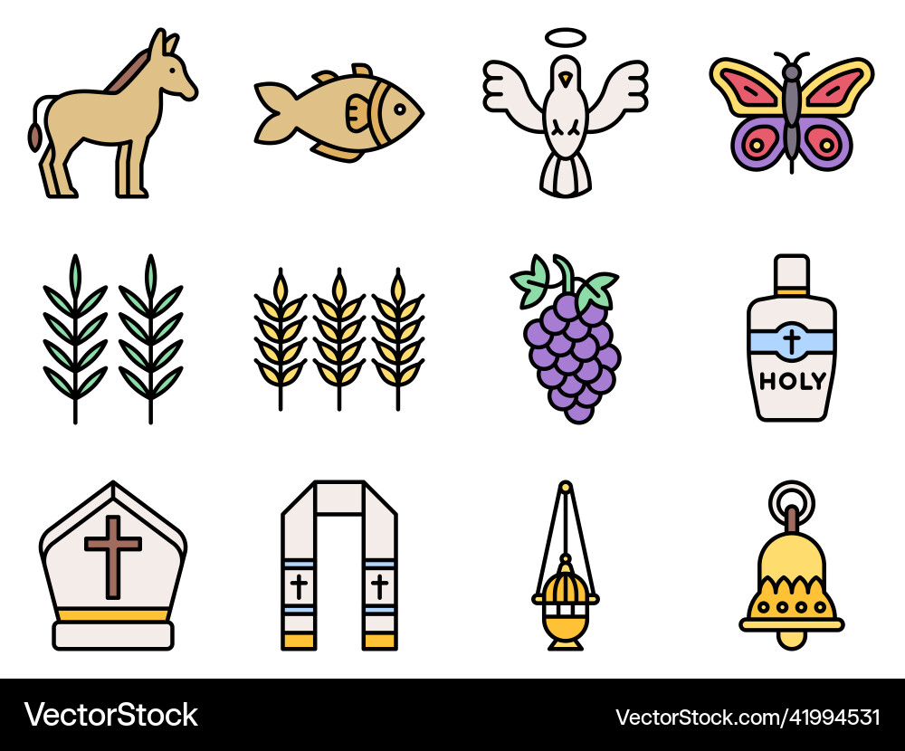 Holy week related filled icon set 3 Royalty Free Vector