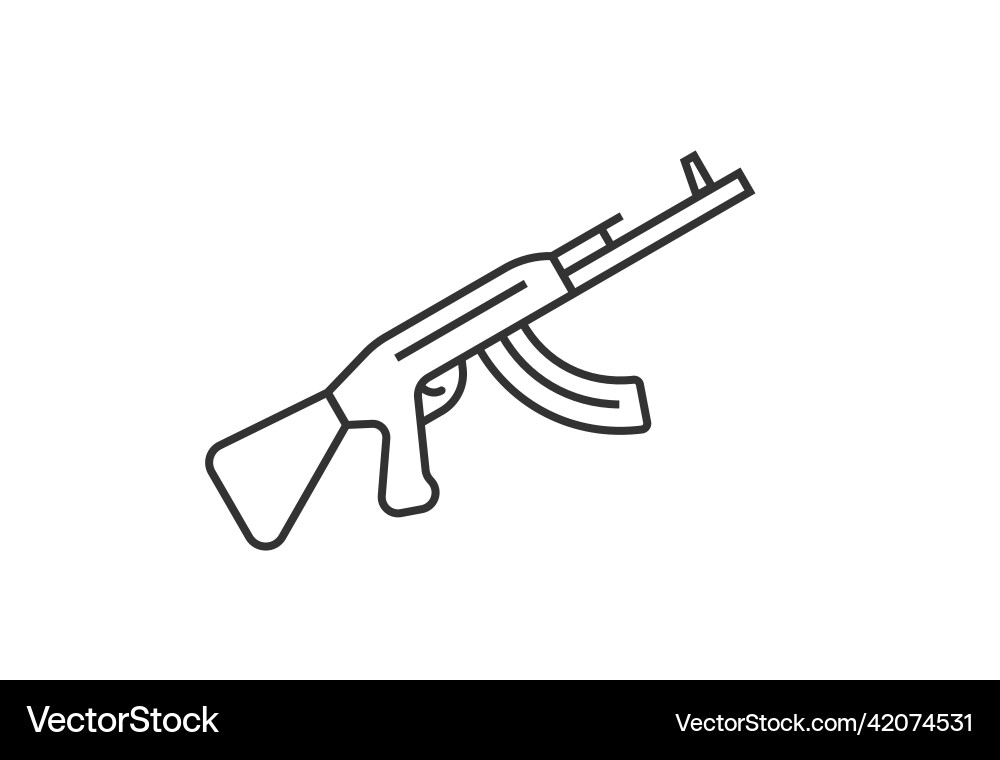 Machine gun line icon weapon symbol Royalty Free Vector