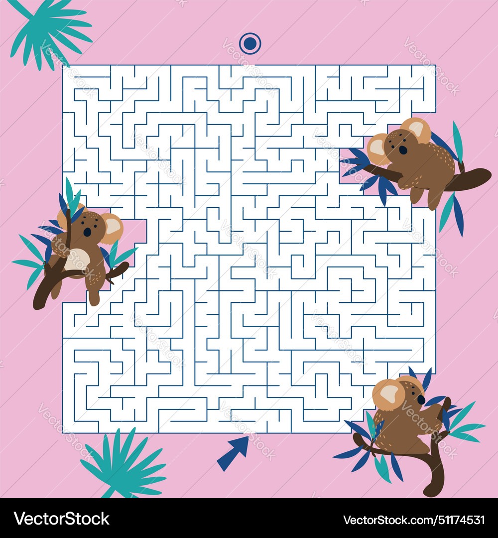 Maze game labyrinth koalas Royalty Free Vector Image