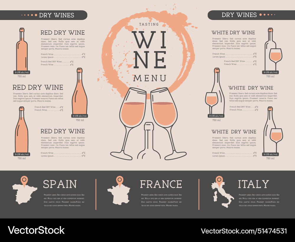 Modern restaurant wine menu design Royalty Free Vector Image