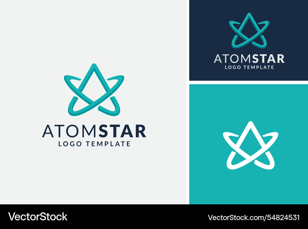 Star letter a atom neutron science logo Royalty Free Vector