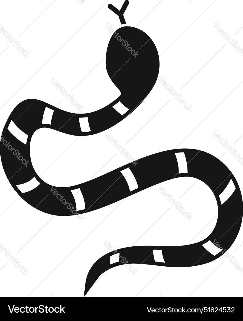 Black and white snake slithering in simple style Vector Image