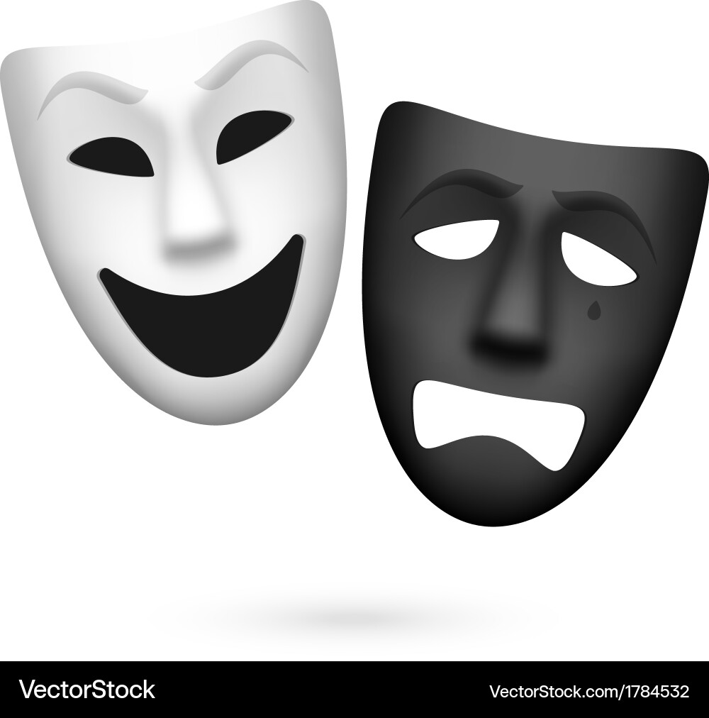 Comedy and tragedy theatrical masks Royalty Free Vector
