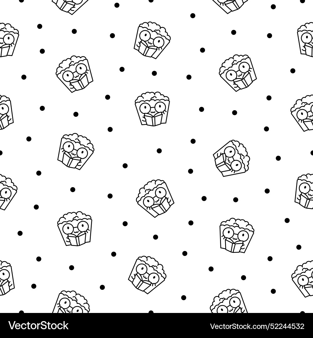 Cute kawaii popcorn character coloring page Vector Image