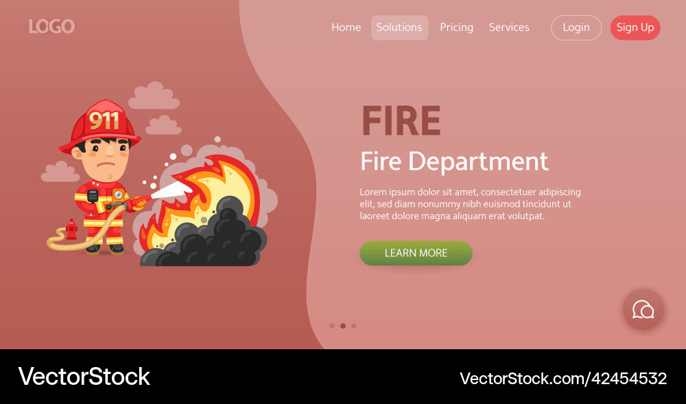 Fire website template Royalty Free Vector Image