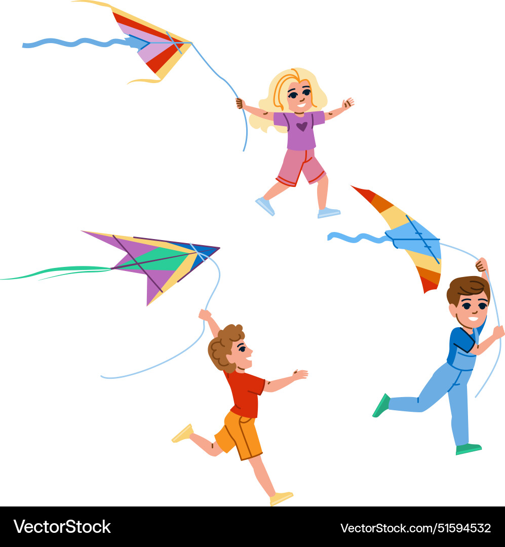 Fly flying kite kid Royalty Free Vector Image - VectorStock