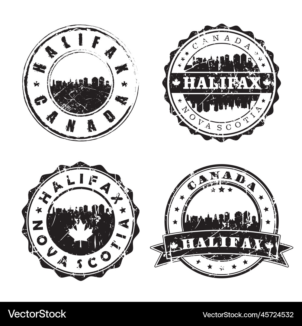 Halifax nova scotia stamp skyline postmark Vector Image