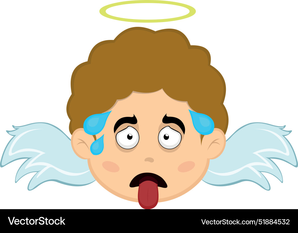 Head child angel exhausted Royalty Free Vector Image