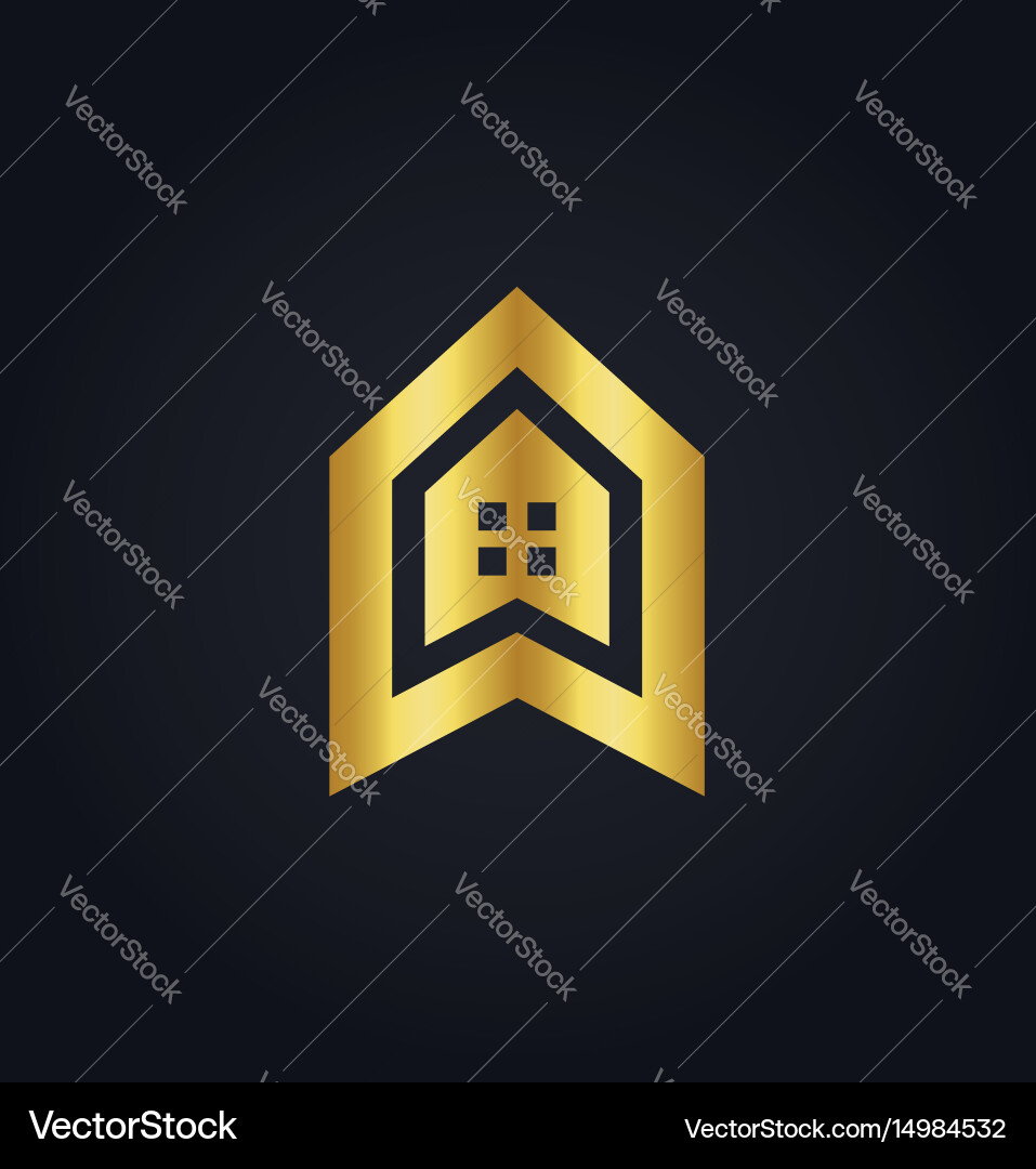 House icon building gold logo Royalty Free Vector Image