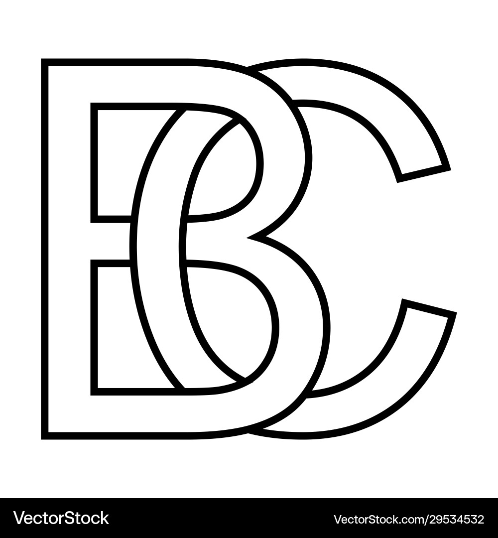 Logo sign bc cb icon two interlaced letters Vector Image