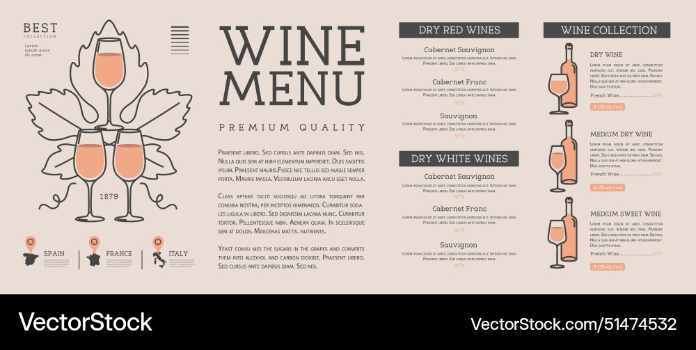 Modern restaurant wine menu design Royalty Free Vector Image