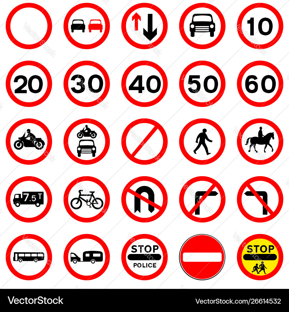 Road signs - red round Royalty Free Vector Image