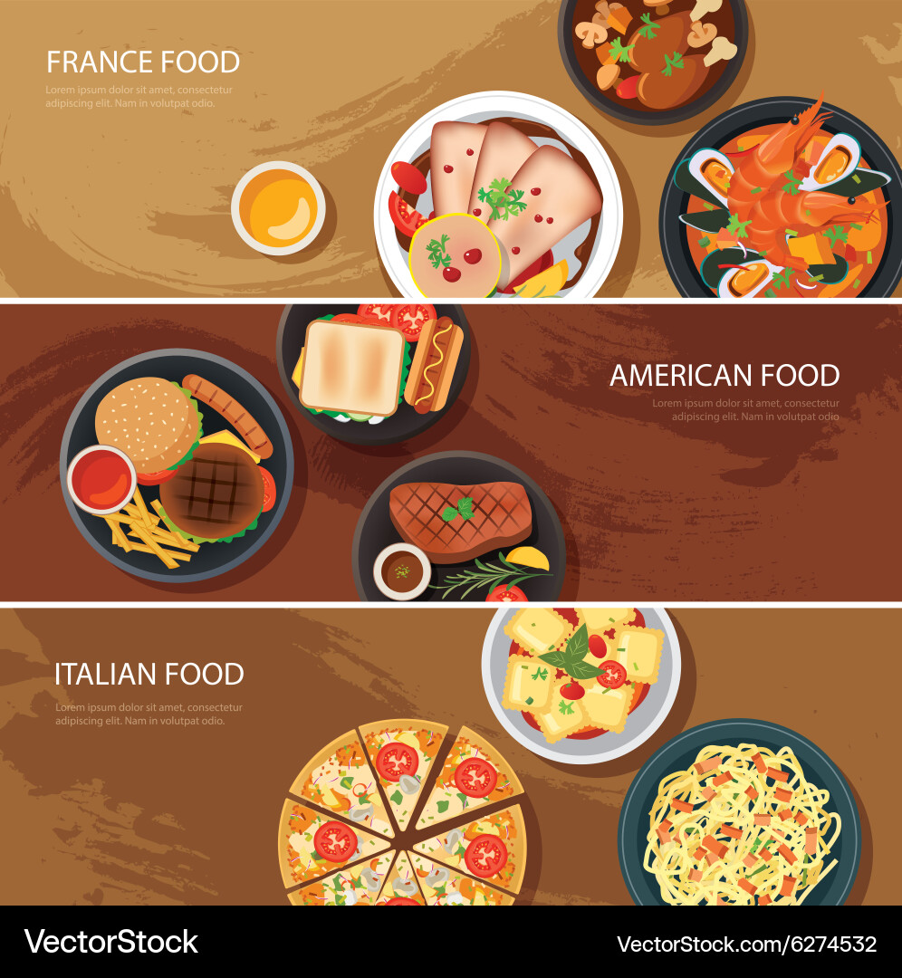 Set of food web banner flat design Royalty Free Vector Image
